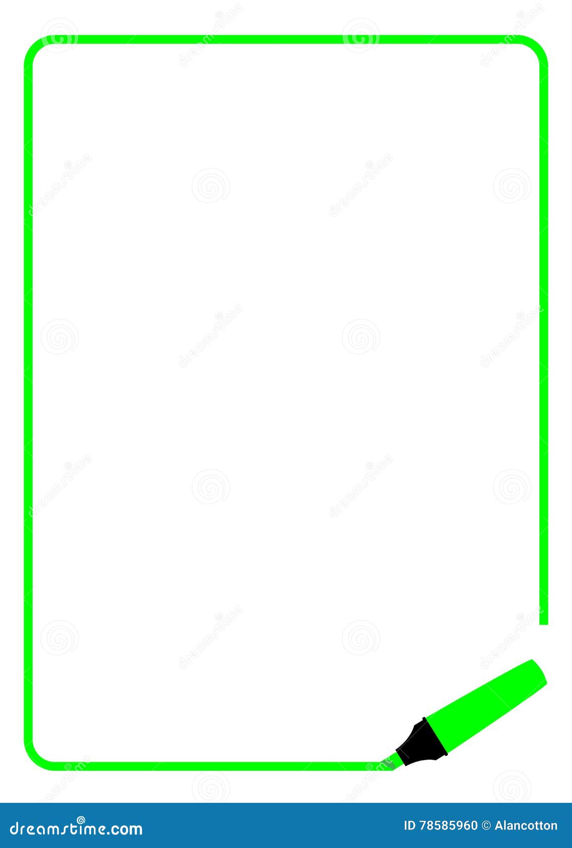 Green Highlighter Page Border Stock Vector - Illustration of felt, page ...