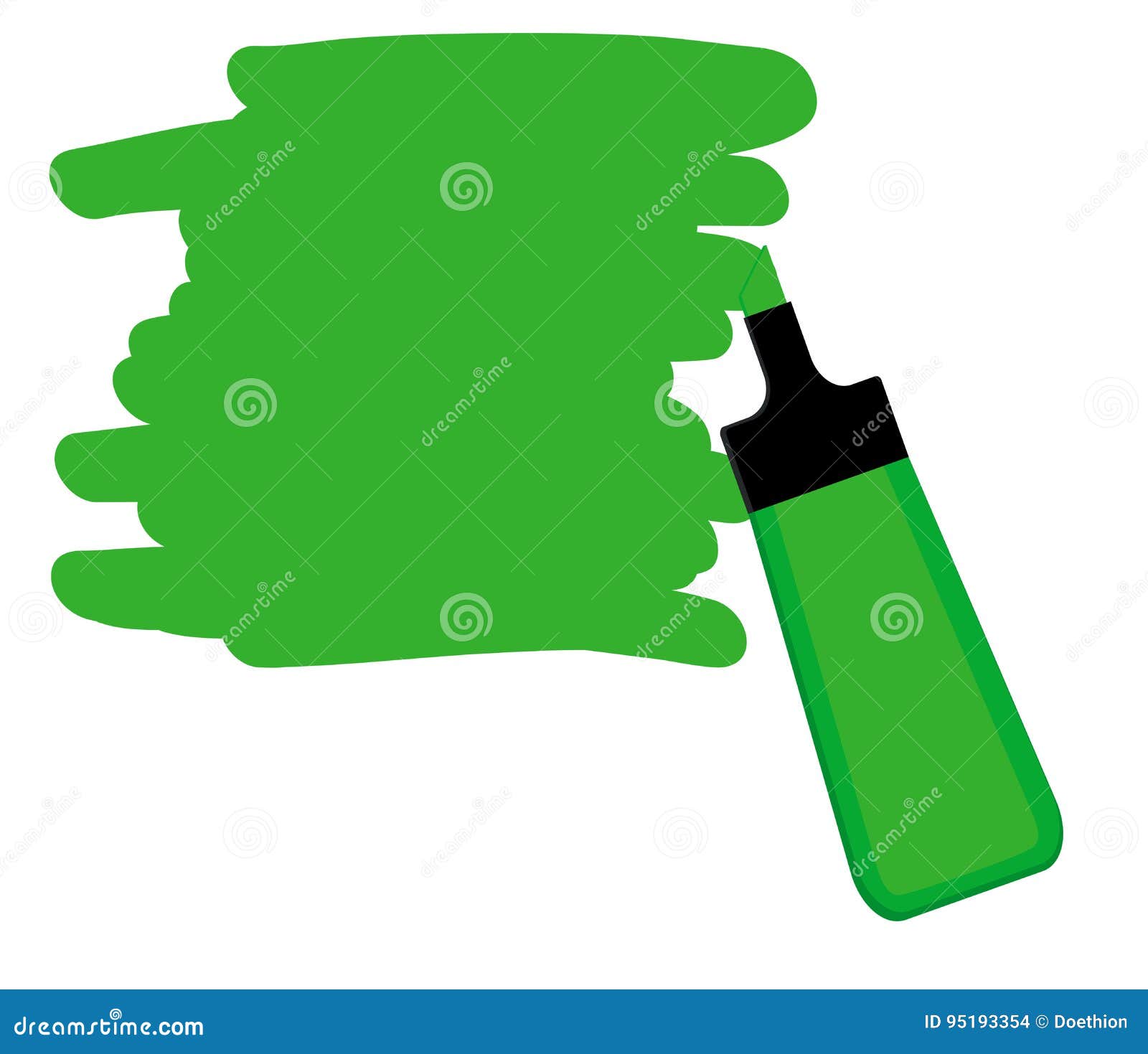 Green Highlighter Transparent Brush Lines Set. Marker Highlight ...