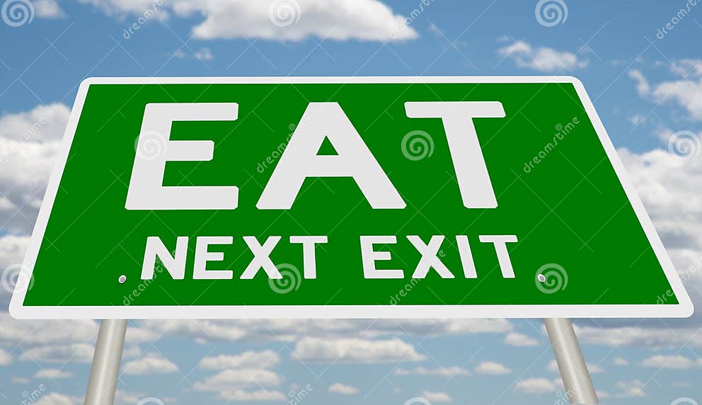 Green highway sign EAT stock illustration. Illustration of graphic ...