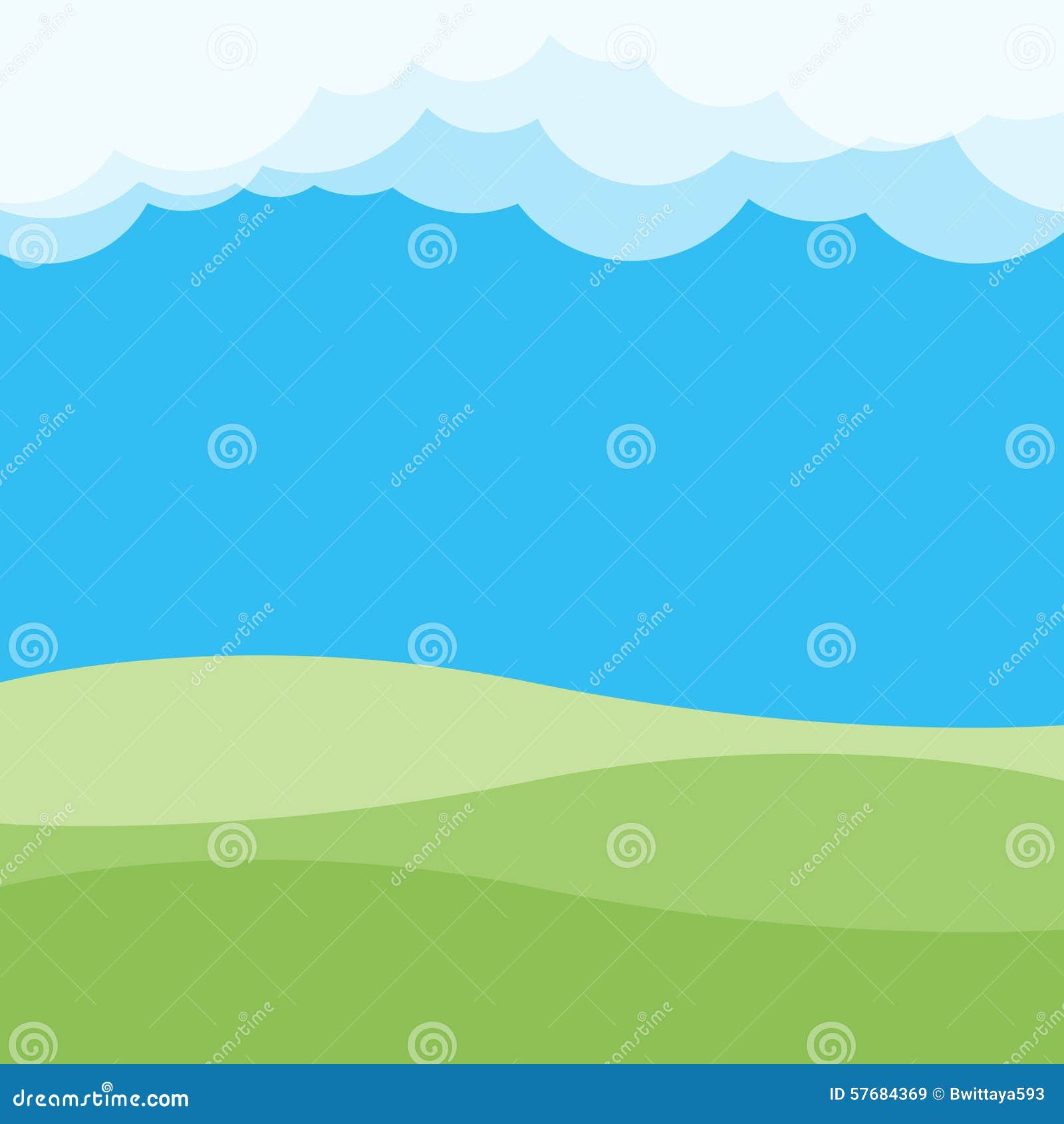 Green Hill and Clouds Landscape Stock Vector - Illustration of mountain ...