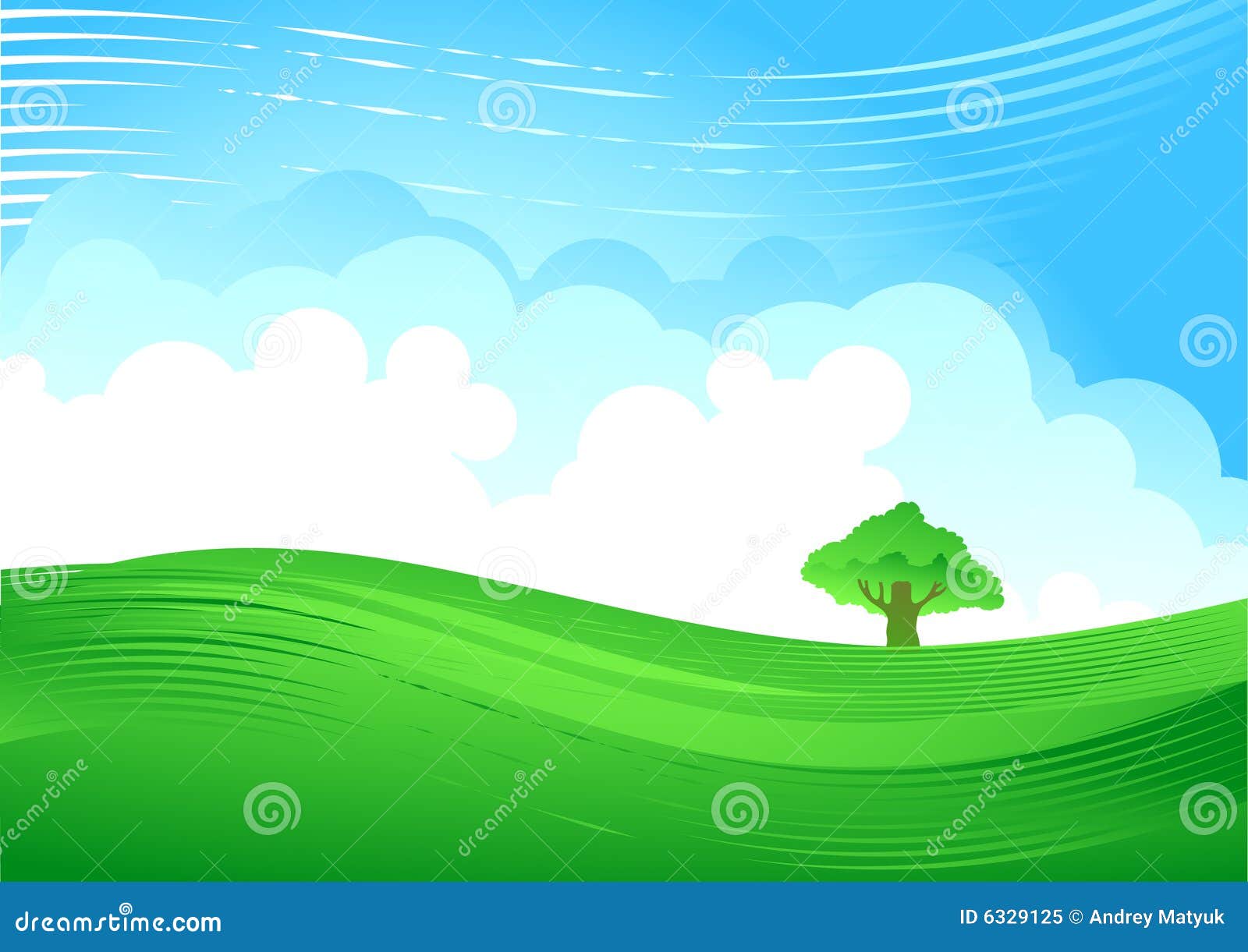 Green hill and cloudy sky stock vector. Illustration of graphic - 6329125