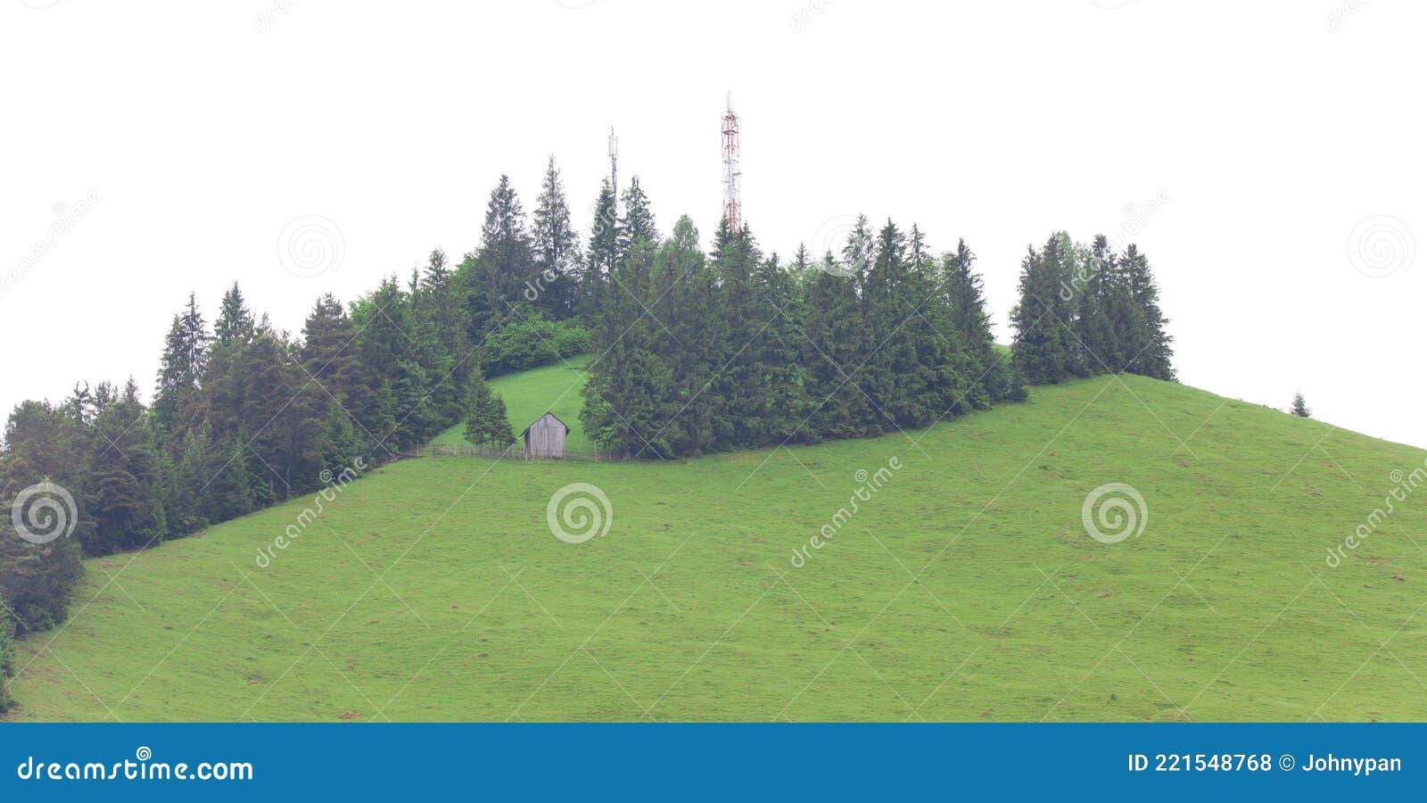 Green Hill with Forest and Signal Antenna Stock Photo - Image of aerial ...