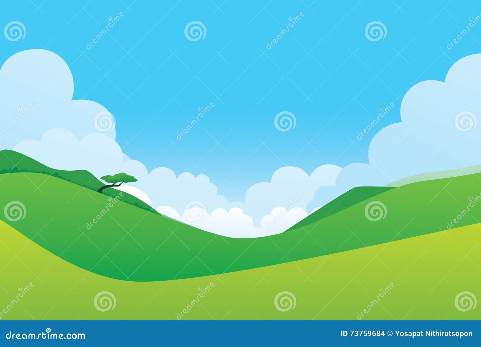 Green hill landscape stock vector. Illustration of beautiful - 73759684