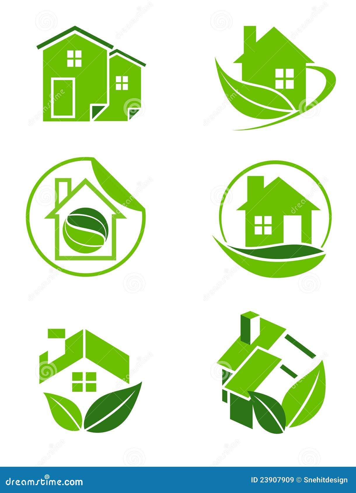 Green home icons stock illustration. Illustration of environment - 23907909