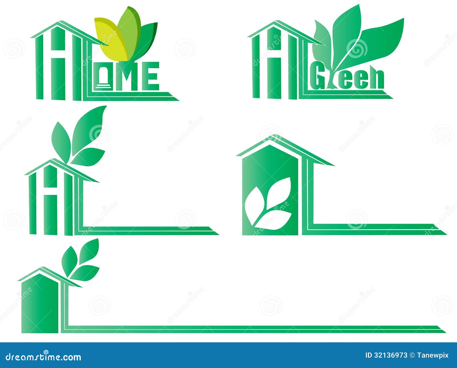 Green Home icons set stock illustration. Illustration of household ...