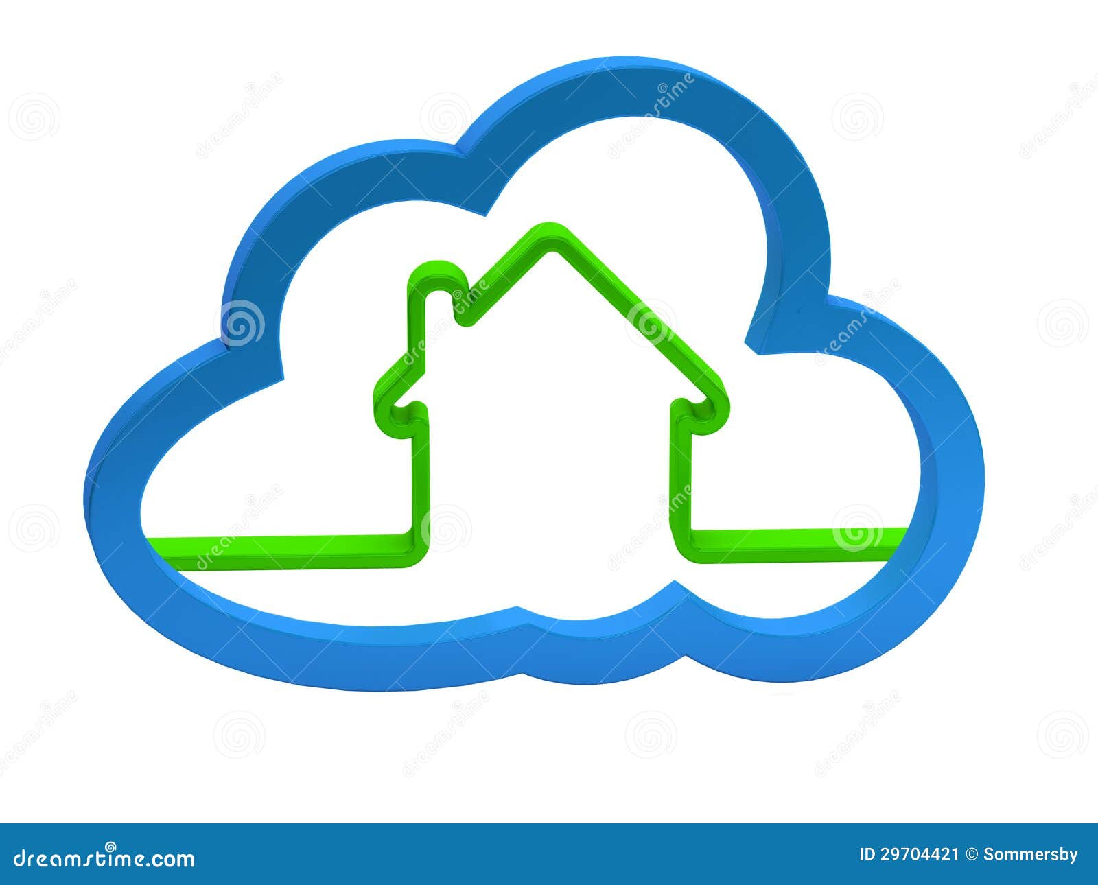 Green Home Sign with a Cloud Stock Illustration - Illustration of ...