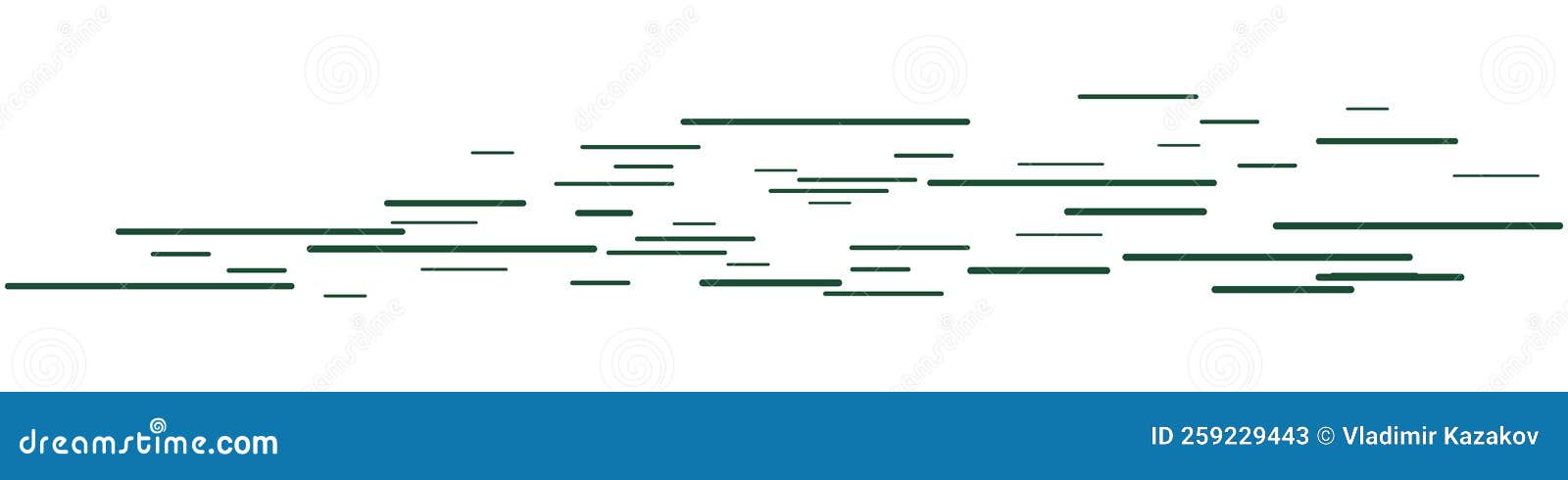 Green Horizontal Lines Of Different Thicknesses Isolated On White ...