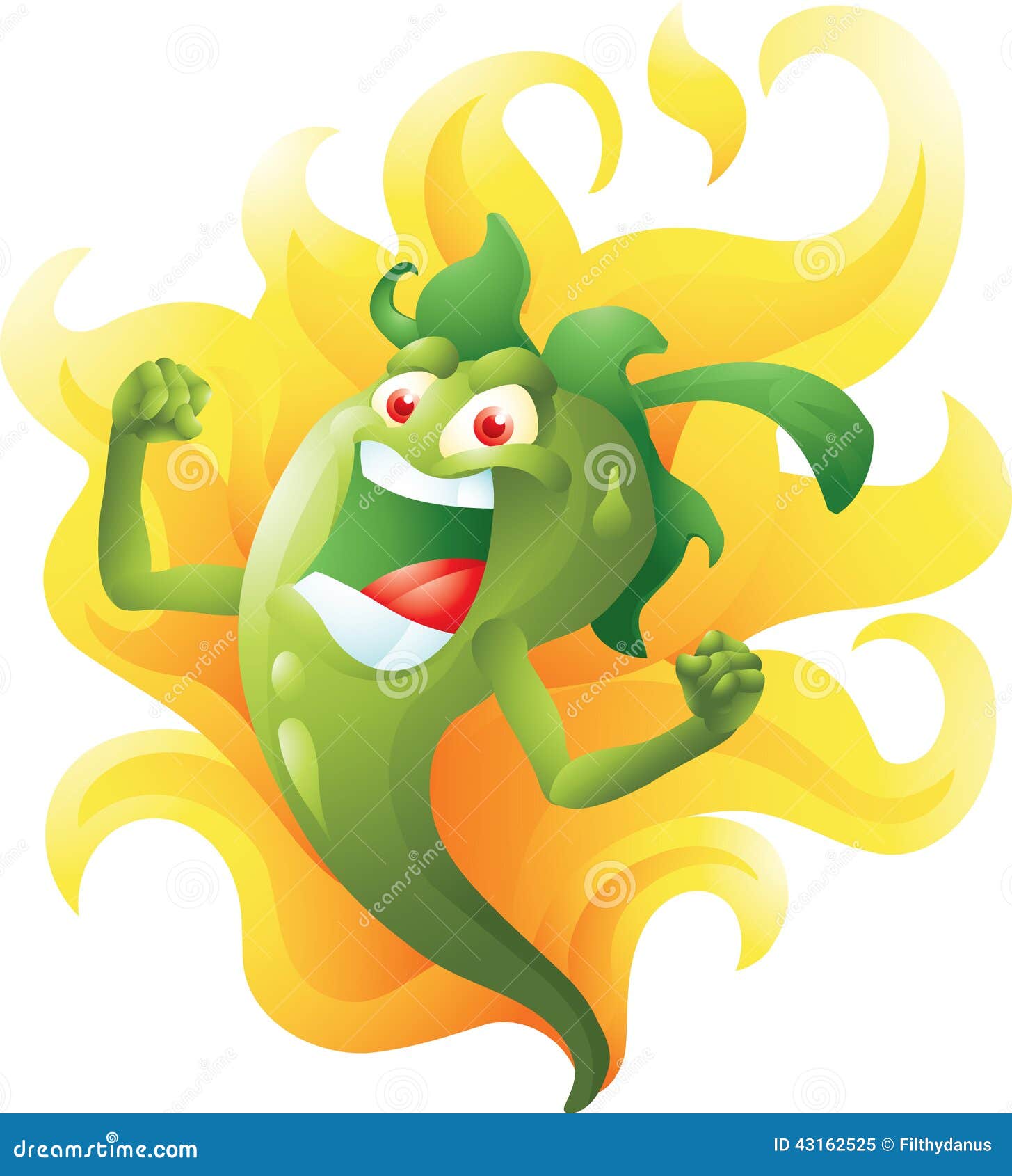 Green Hot Pepper on Fire Cartoon Stock Vector - Illustration of peper ...