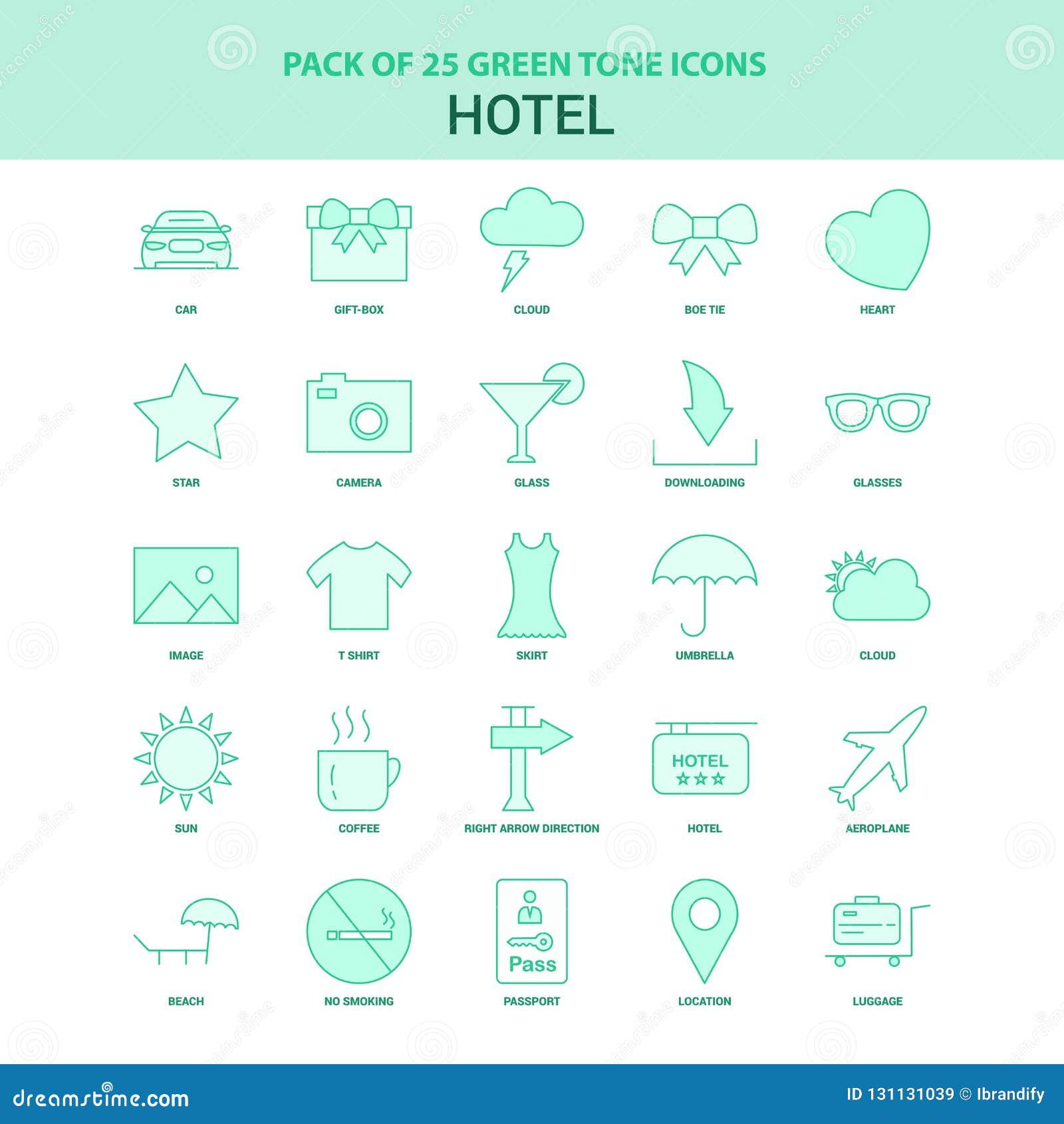 25 Green Hotel Icon set stock vector. Illustration of icons - 131131039