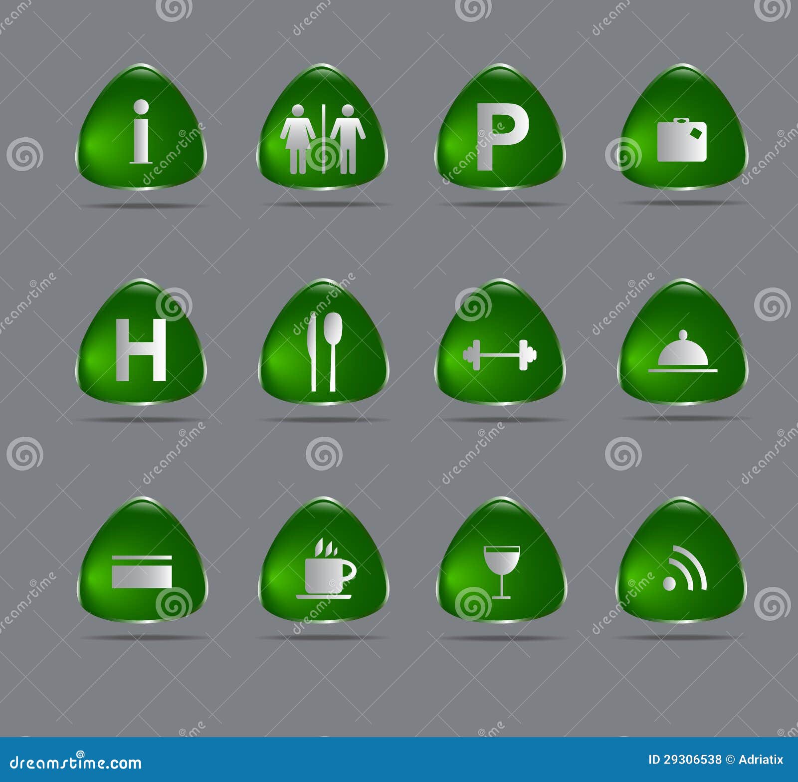 Green hotel icons stock vector. Illustration of baggage - 29306538