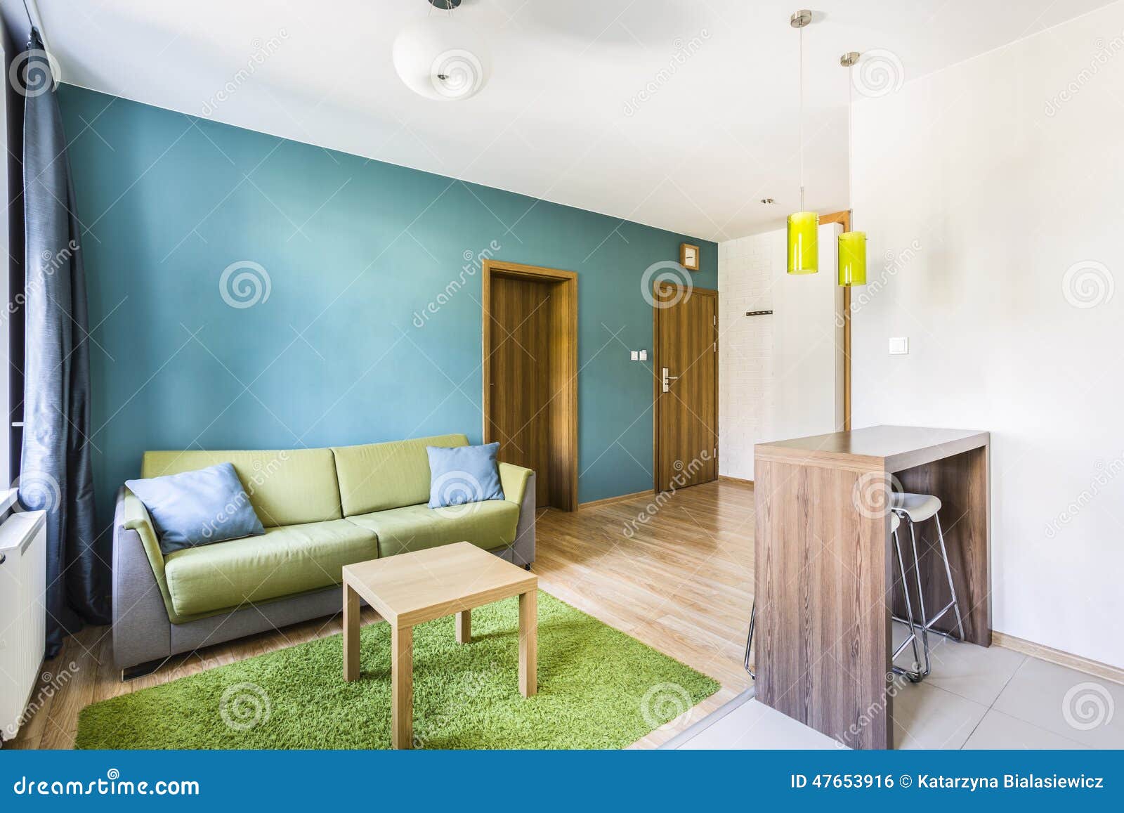 Green hotel room stock photo. Image of cabinets, flat - 47653916