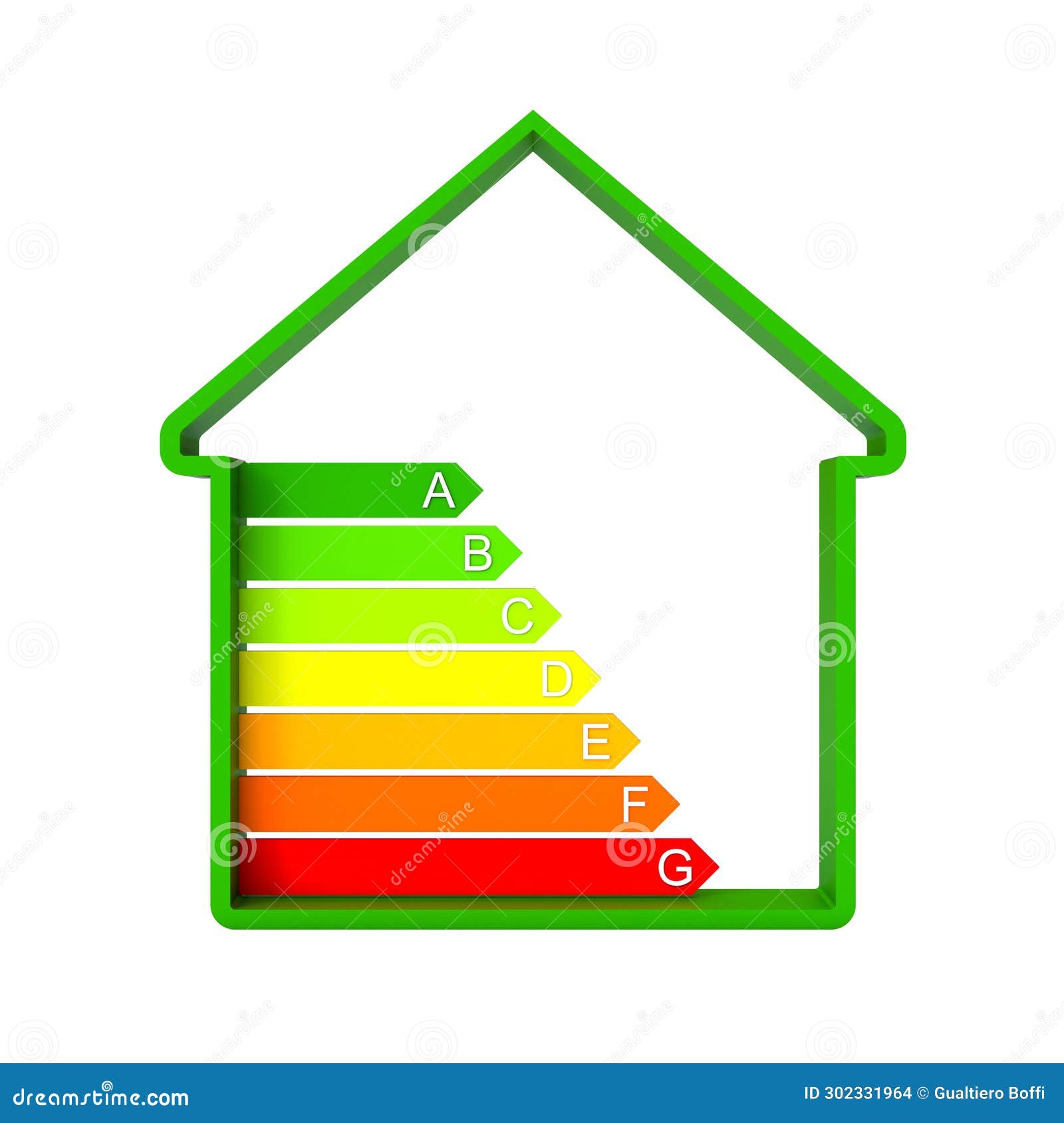 Green House Profile and Energy Classification Isolated on White Stock ...