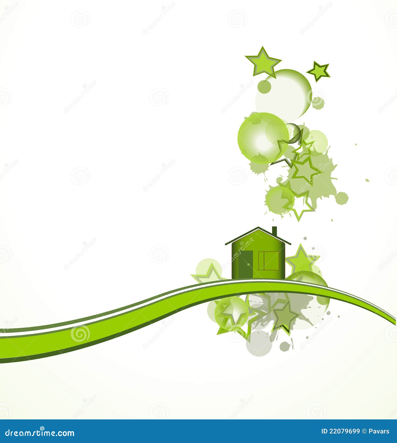 Green House with Stars Over White Background, Stock Vector ...