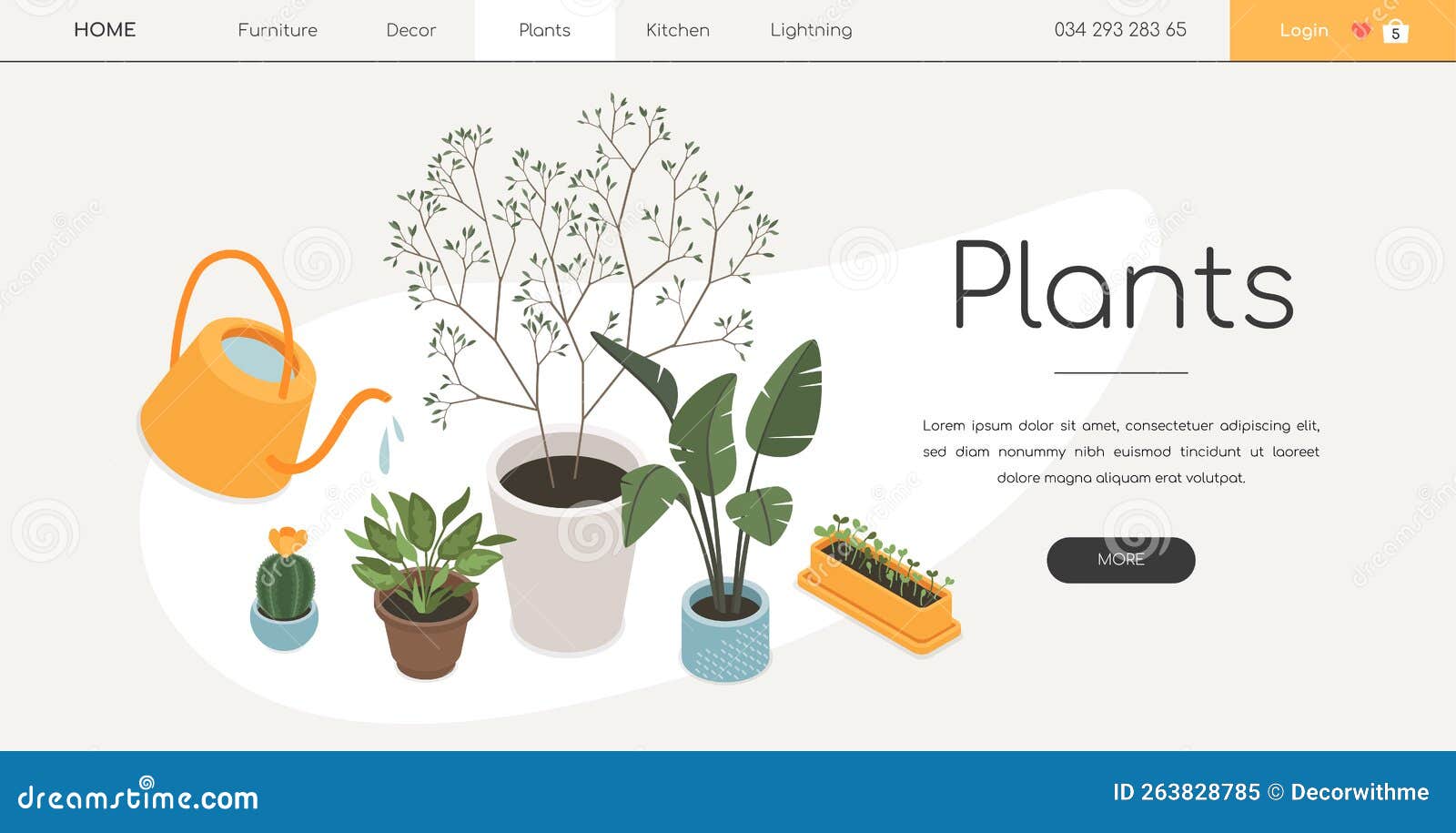 Green Houseplants - Line Design Style Isometric Web Banner Stock ...