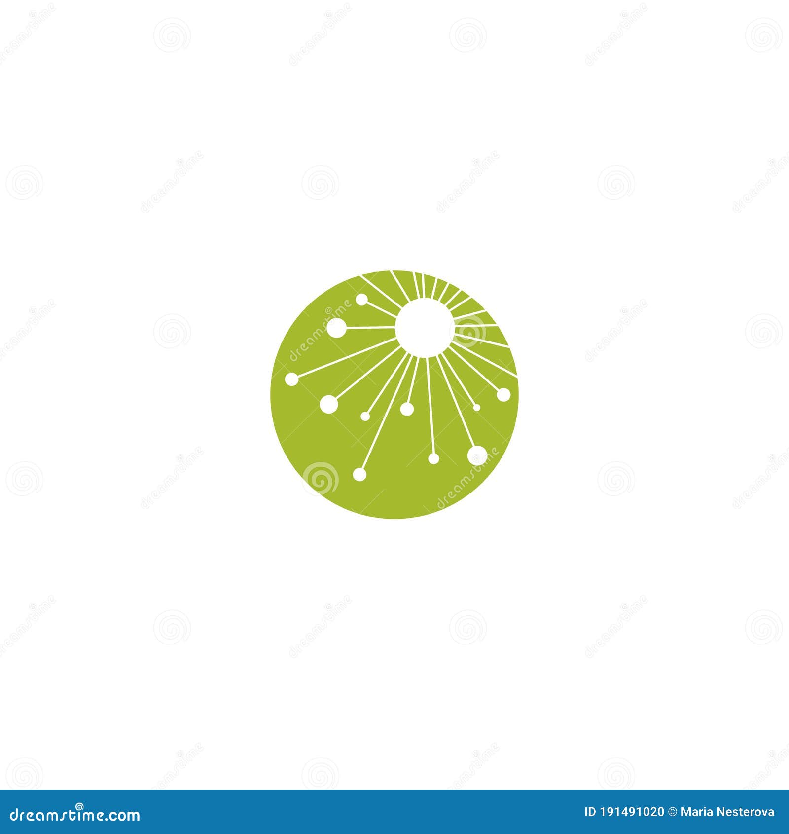 Green Hub Network Connection Line Icon Isolated on White. Tech or ...
