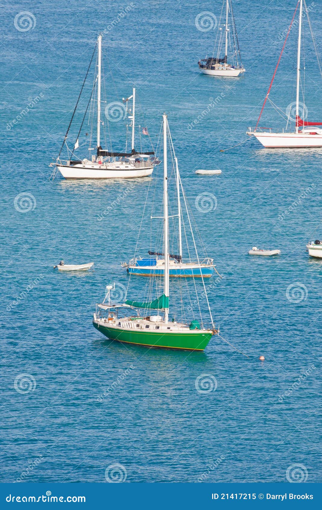 Green Hull among White Sailboats Stock Image - Image of commercial ...