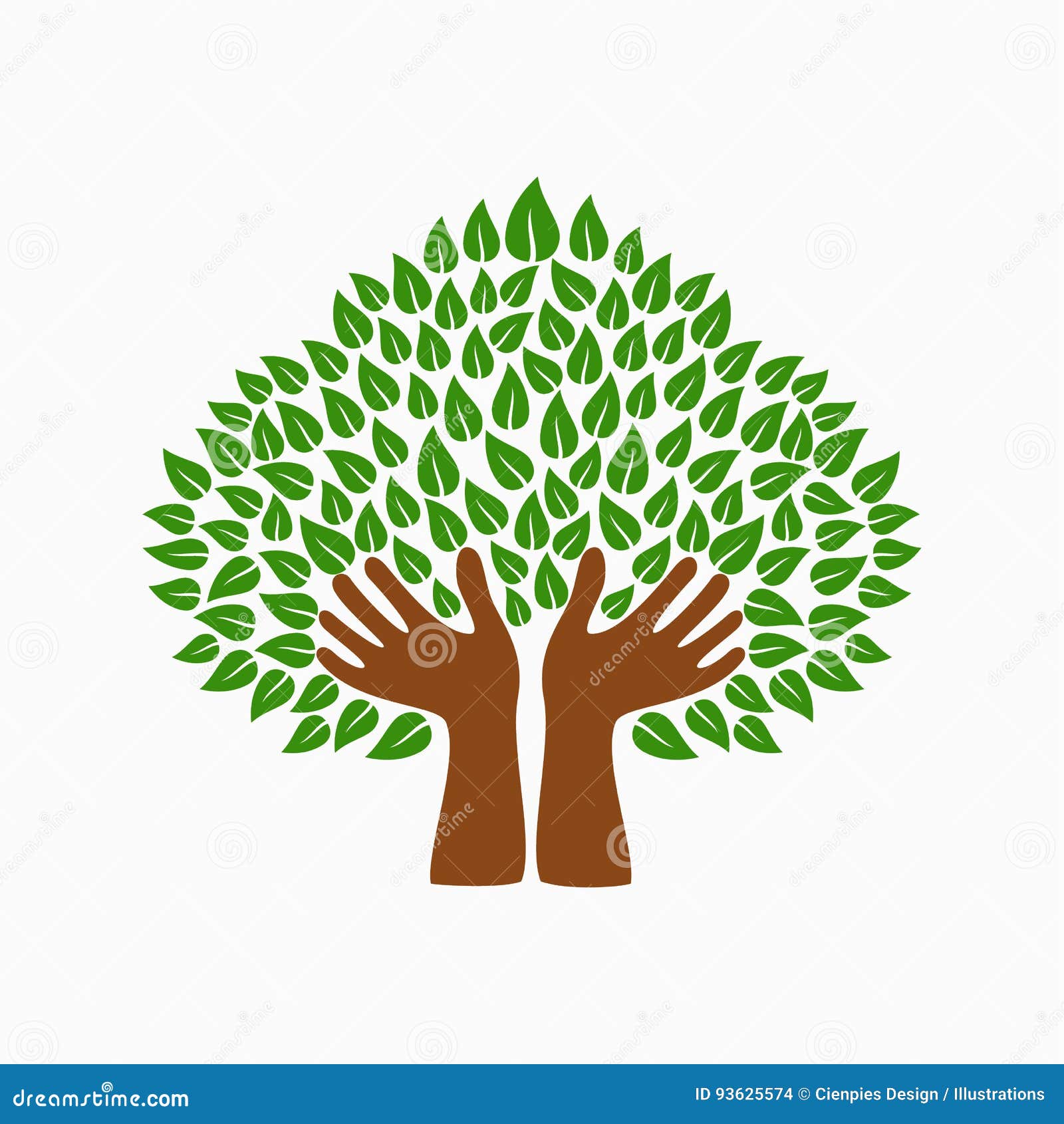 Green Human Hand Tree Symbol for Community Help Stock Vector ...