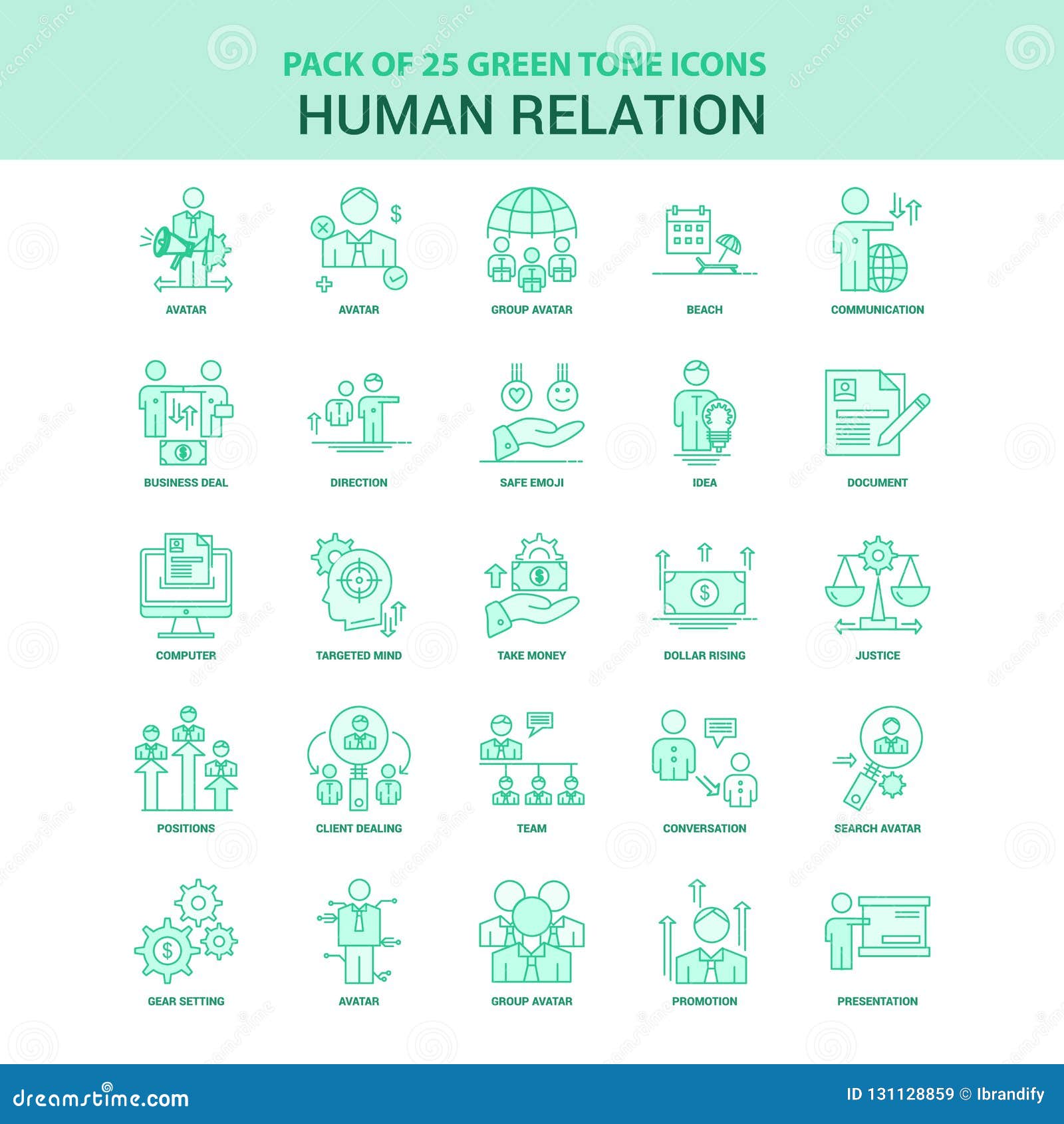 25 Green Human Relation Icon Set Stock Vector - Illustration of ...