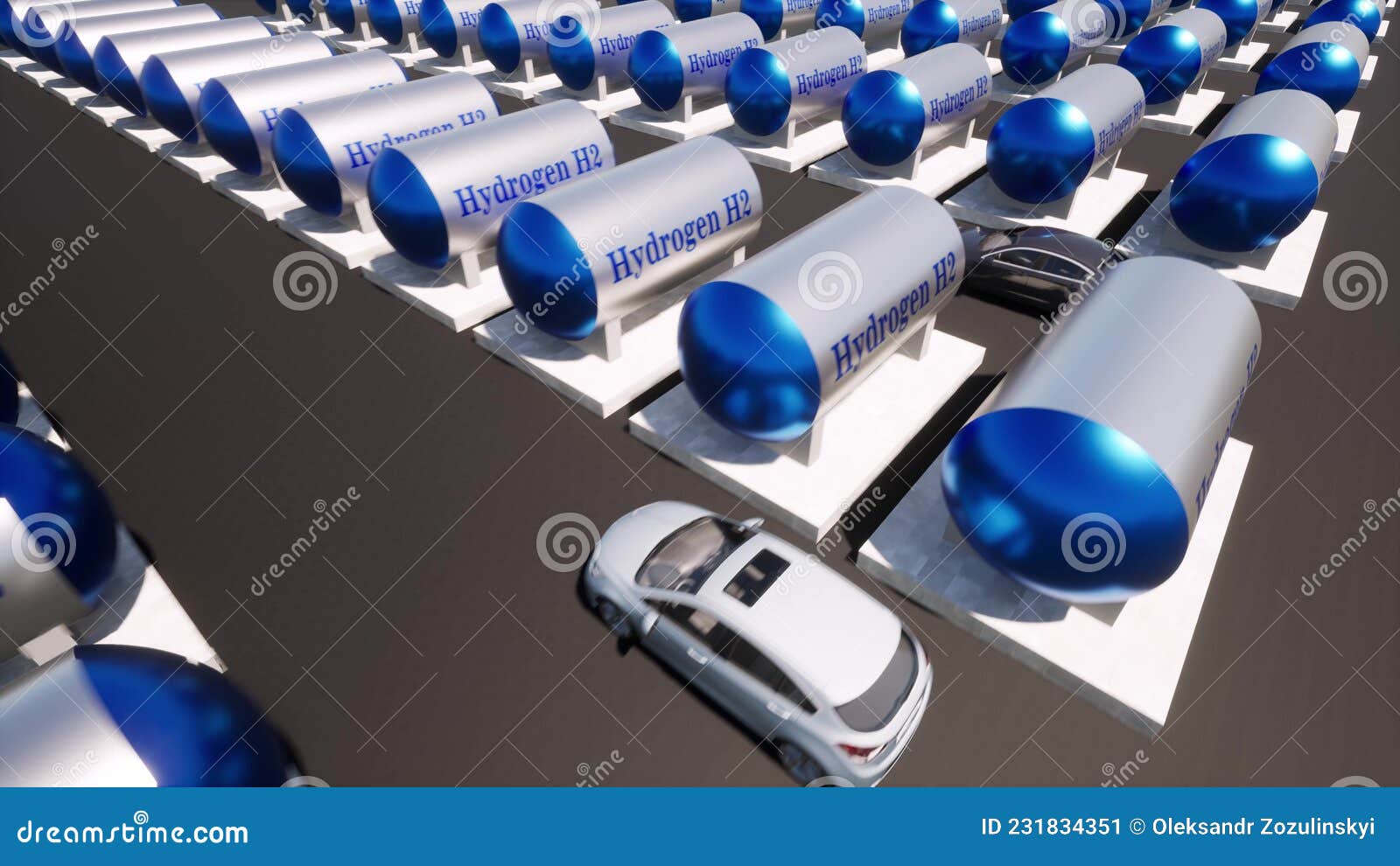 Green Hydrogen H2 Stations in Modern 3d Style Ecological Future ...