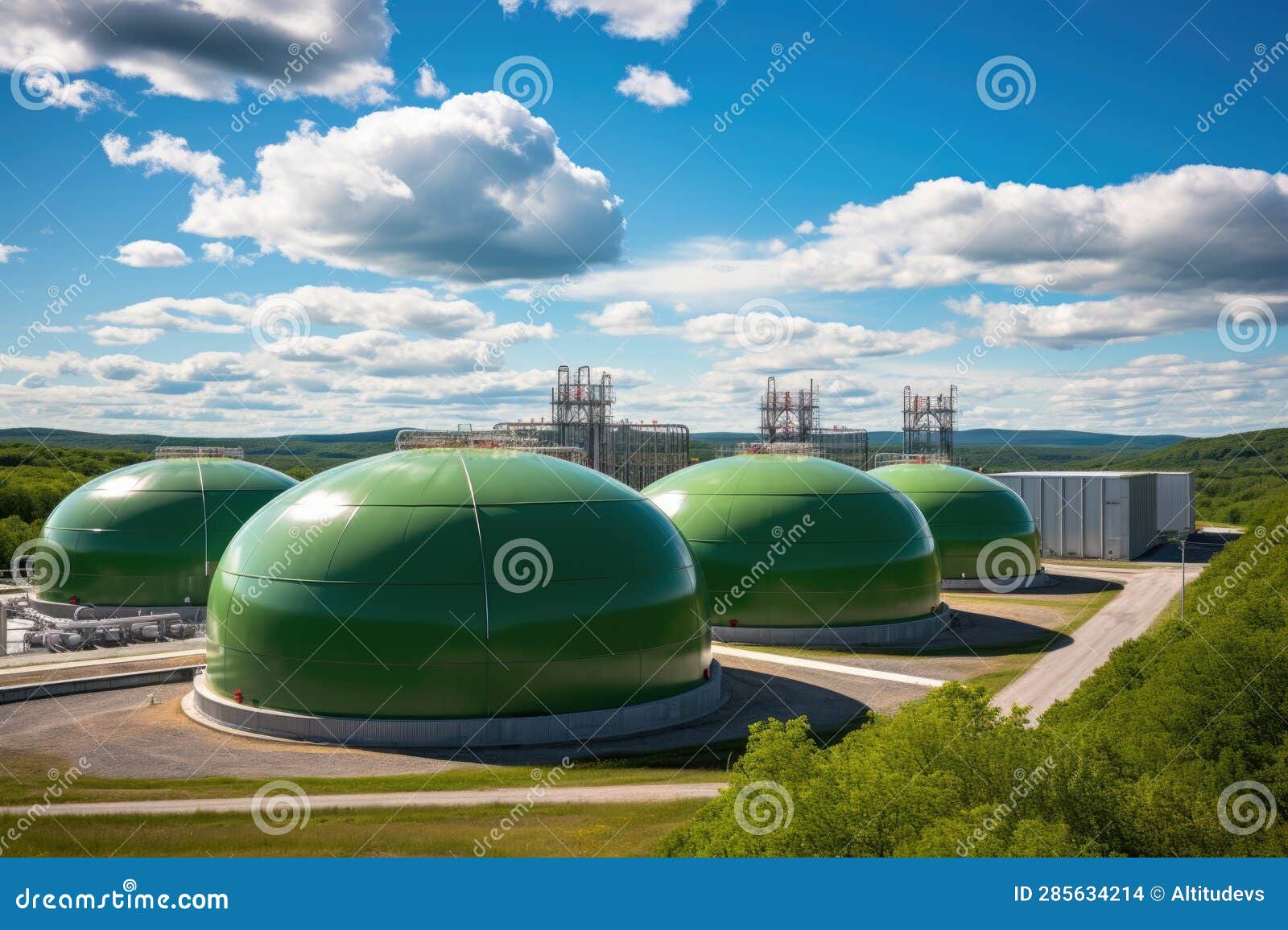 Green Hydrogen Storage Tanks in Renewable Energy Facility Stock ...