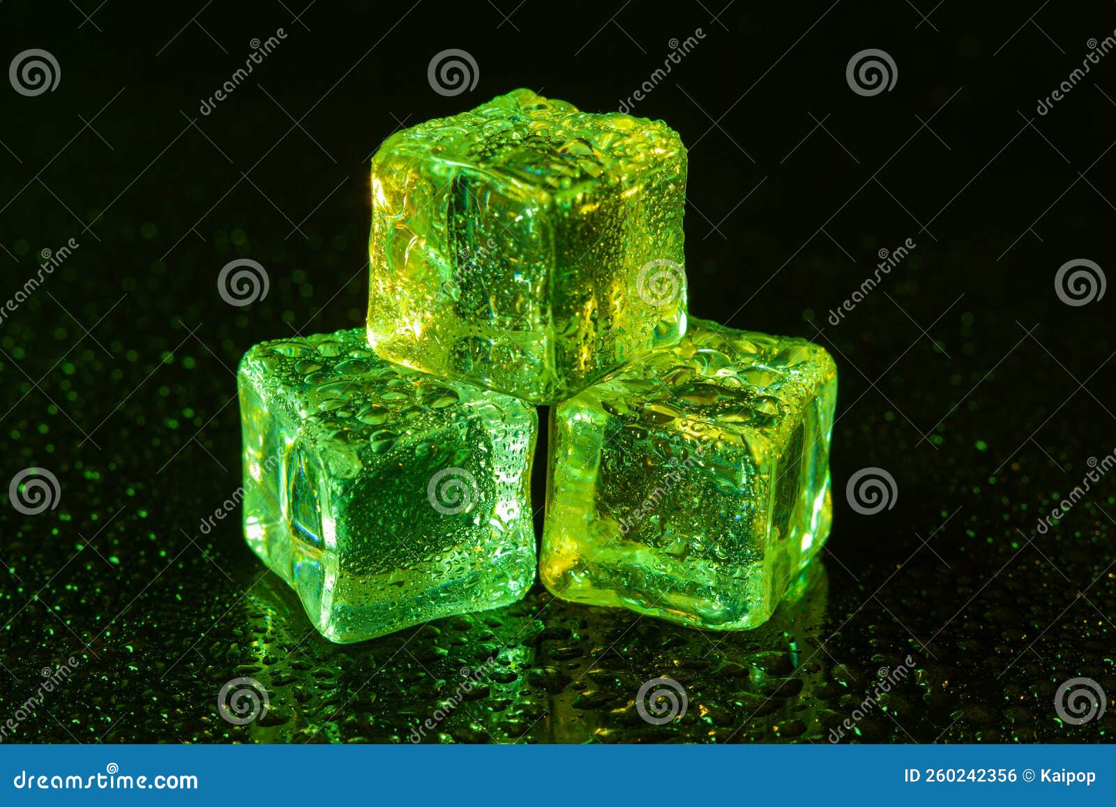 Green Ice Cubes on Black Background Stock Photo - Image of beverage ...