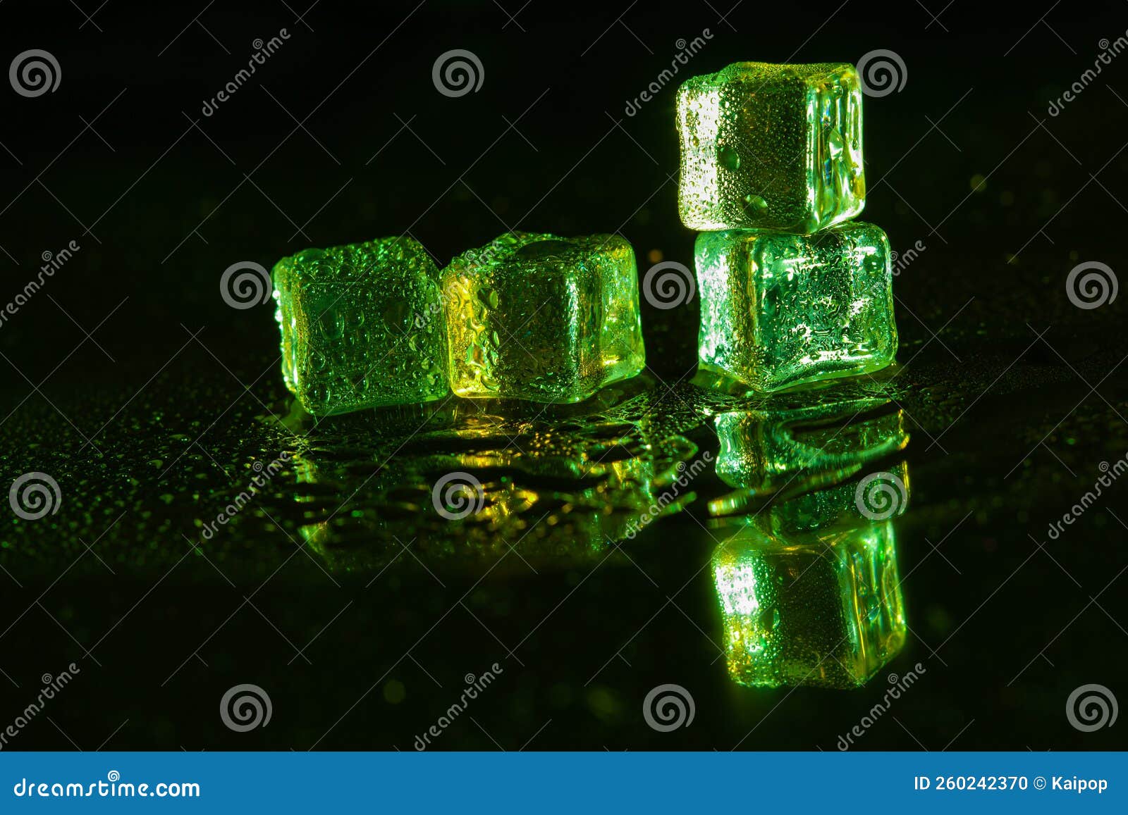 Green Ice Cubes on Black Background Stock Photo - Image of alcoholic ...