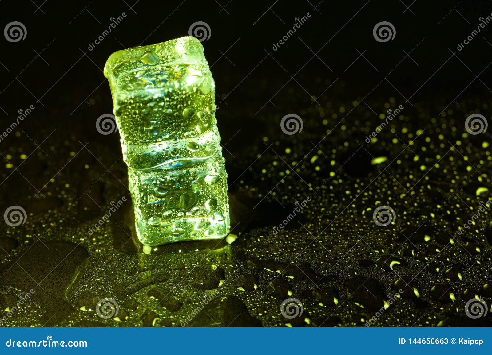 Green Ice Cubes on Black Table Background Stock Image - Image of stone ...