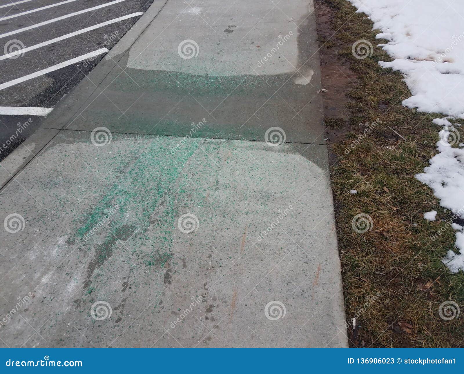 Green Ice Melt Pellets on Sidewalk or Cement Stock Image - Image of ...