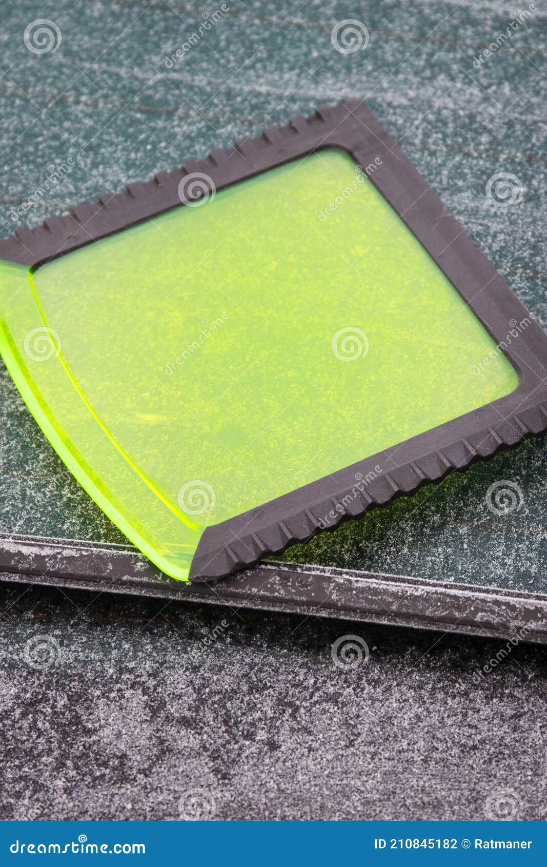 Green Ice Scraper on Car Windscreen, Winter Problems in Transportation ...