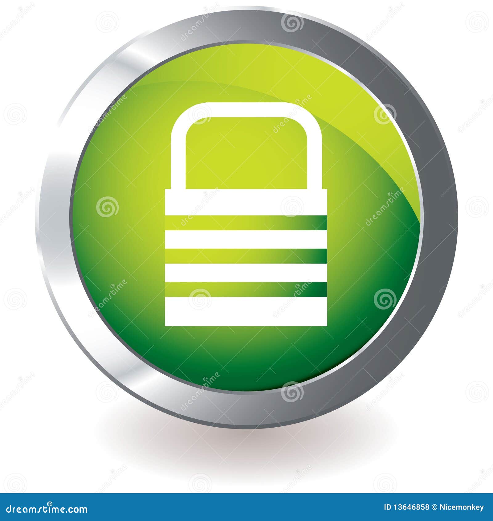 Green icon lock stock illustration. Illustration of push - 13646858
