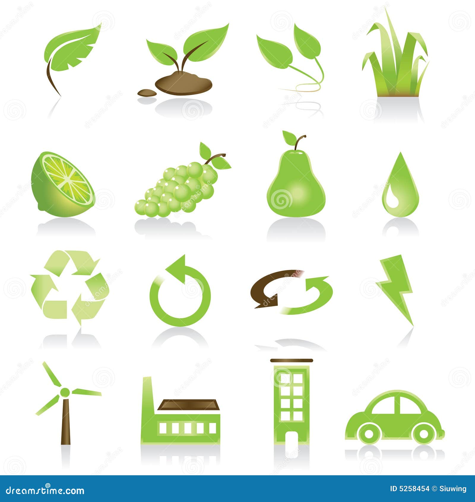 Green icon set stock vector. Illustration of clip, idea - 5258454