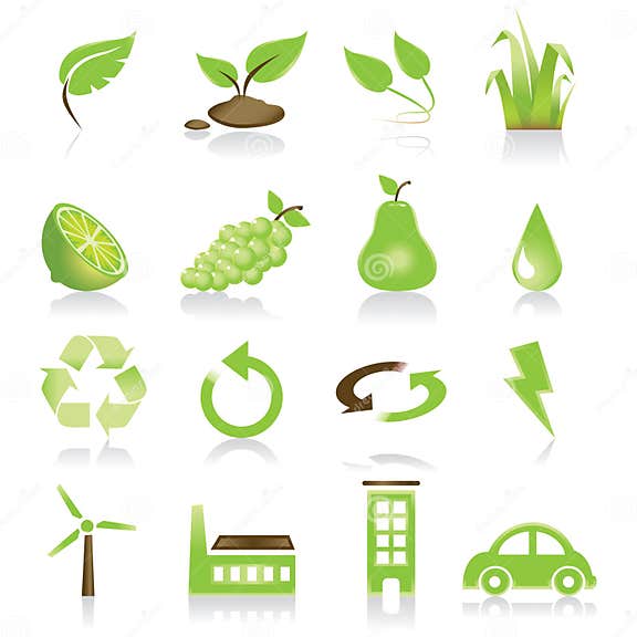 Green icon set stock vector. Illustration of clip, idea - 5258454
