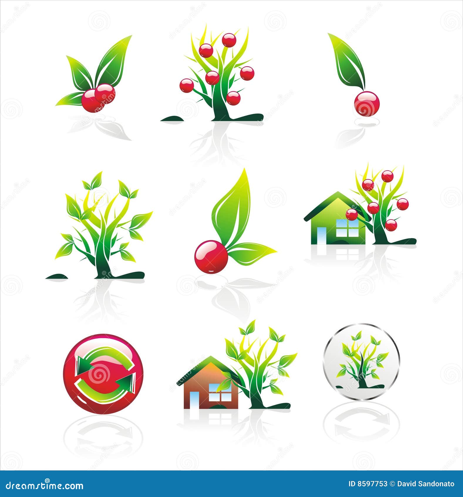 Green Icon set stock vector. Illustration of icon, glossy - 8597753
