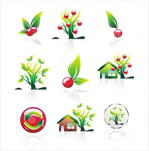 Green Icon set stock vector. Illustration of icon, glossy - 8597753