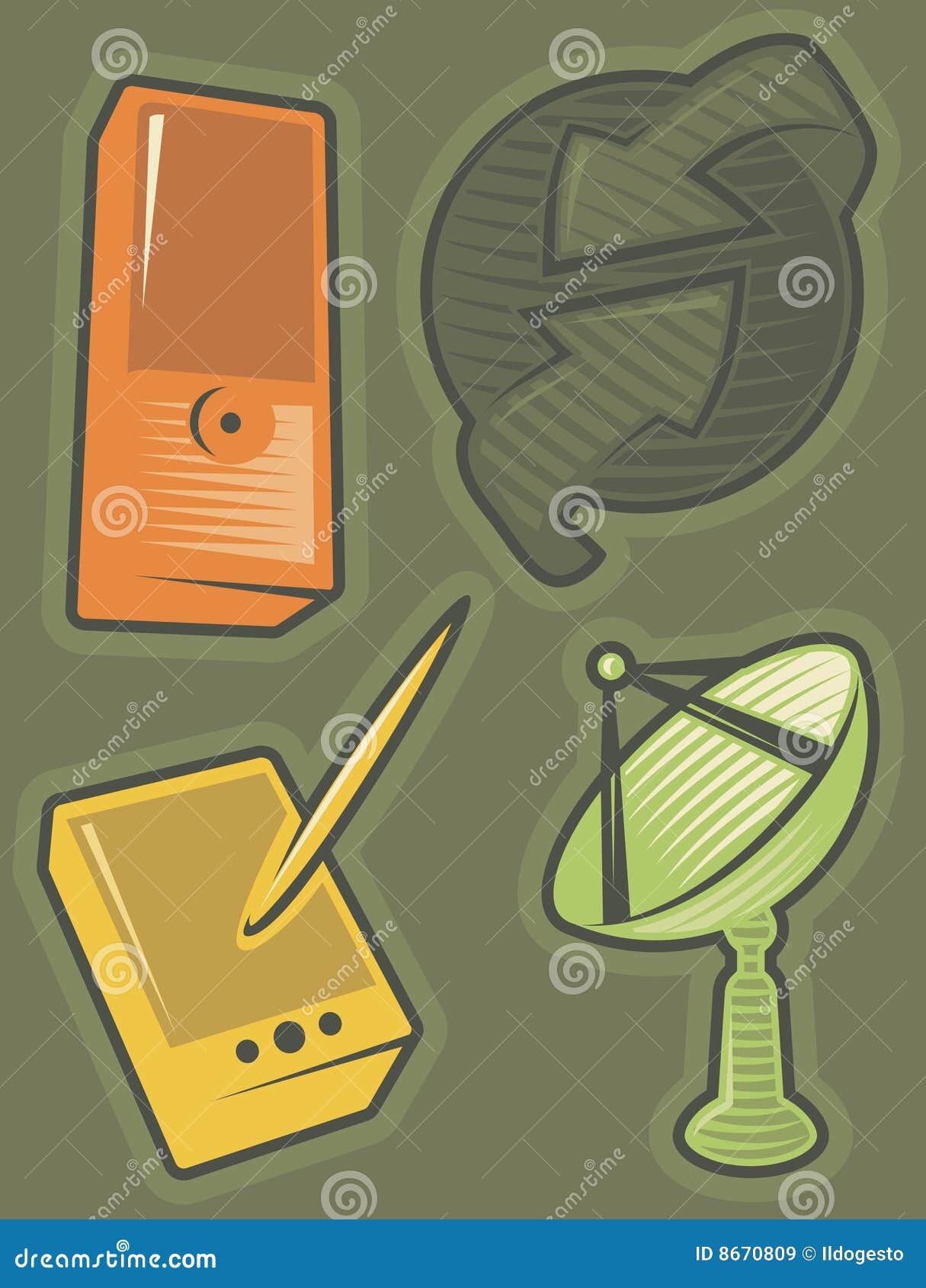 Green Icons for Communications Stock Vector - Illustration of phone ...