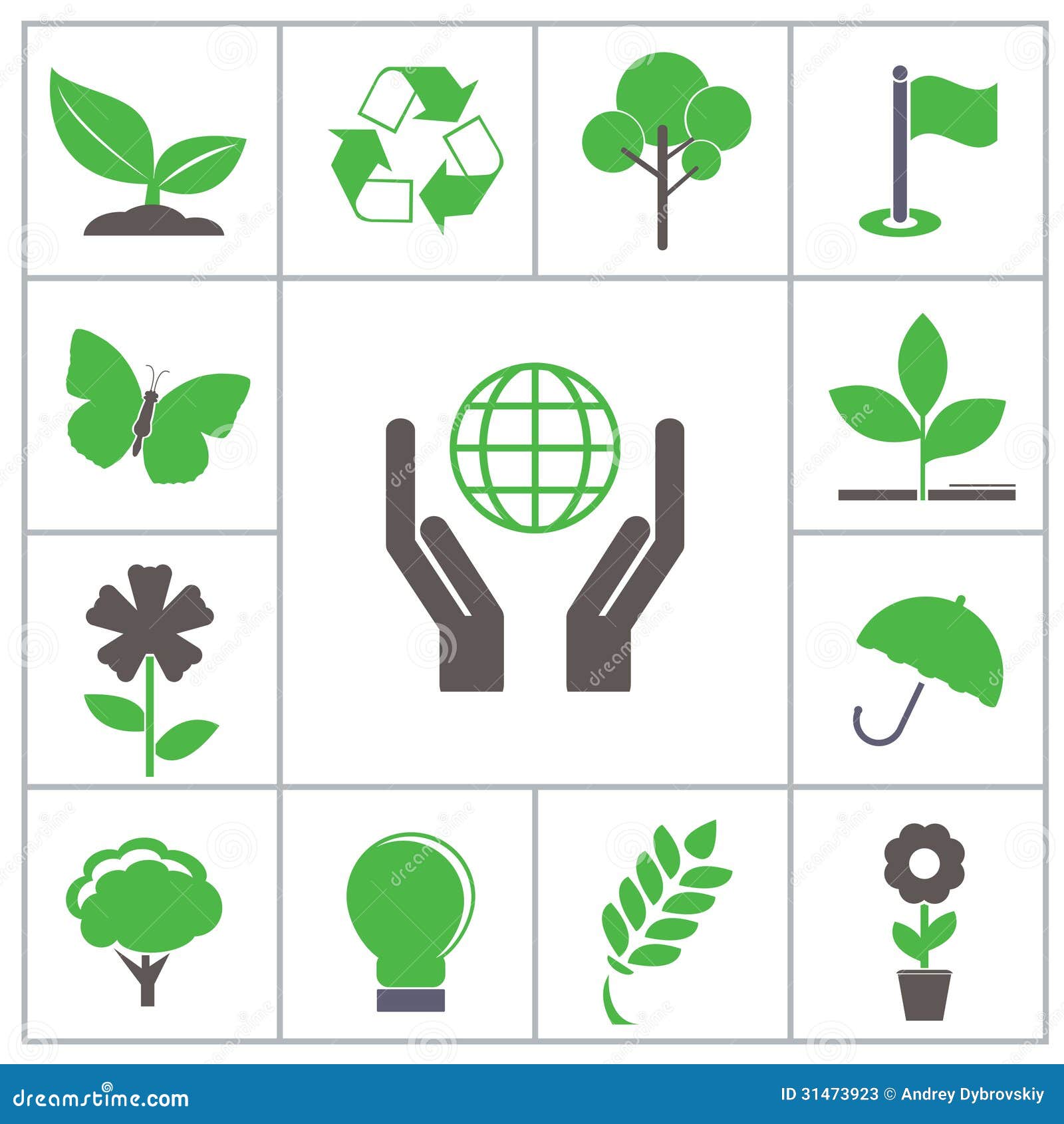 Green icons stock vector. Illustration of sign, bulb - 31473923