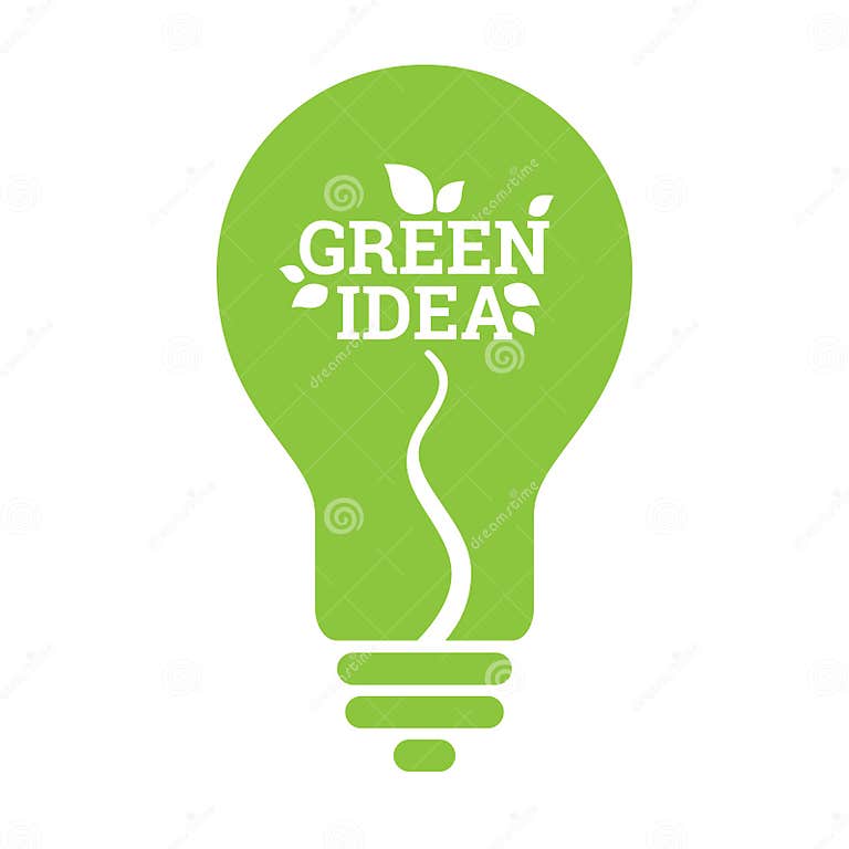 Green Idea Light Bulb Leaf Icon Stock Vector - Illustration of ecology ...