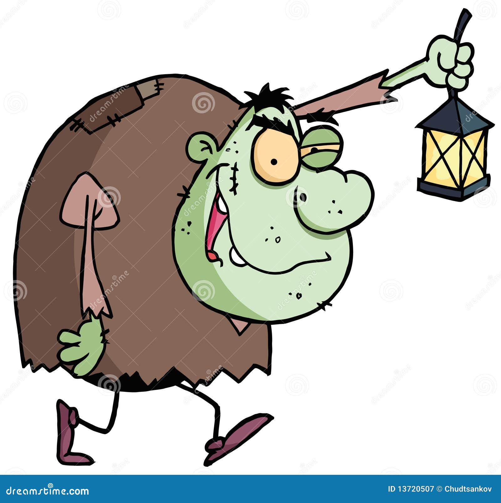 Green Igor Carrying a Lantern Stock Vector - Illustration of monster ...