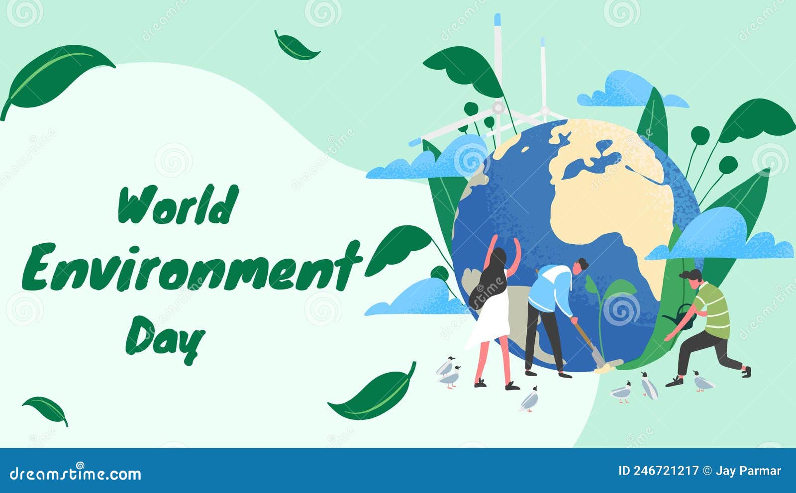 Green Illustrated World Environment Day Facebook Cover Stock ...