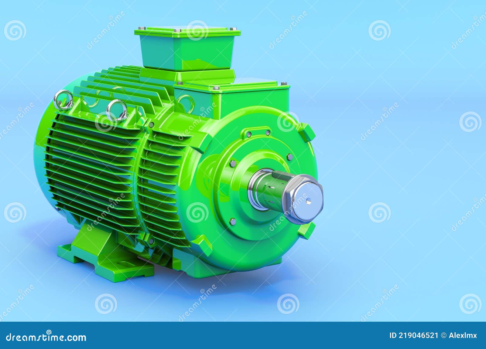 Green Industrial Electric Motor, 3D Rendering Stock Illustration ...