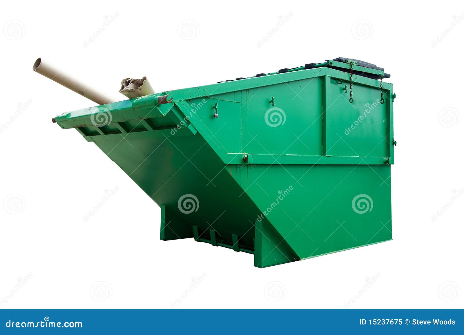 Green Industrial Waste Bin Isolated Stock Image - Image of discarded ...