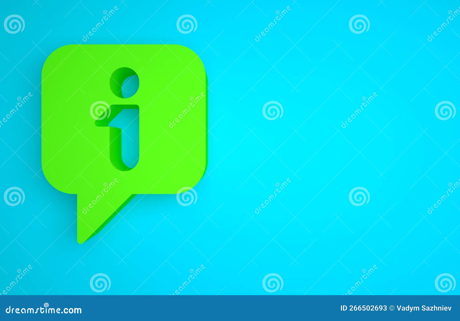 Green Information Icon Isolated on Blue Background. Minimalism Concept ...