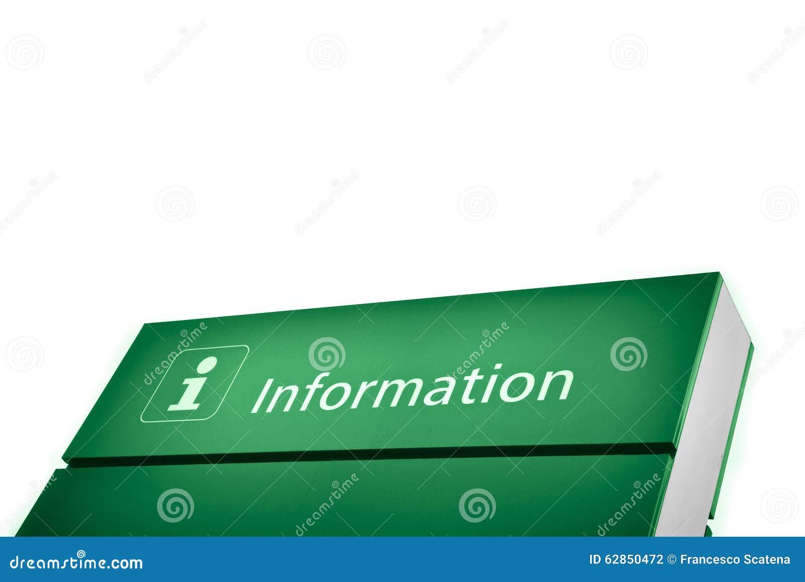 Green Information Sign on White Background Stock Photo - Image of ...