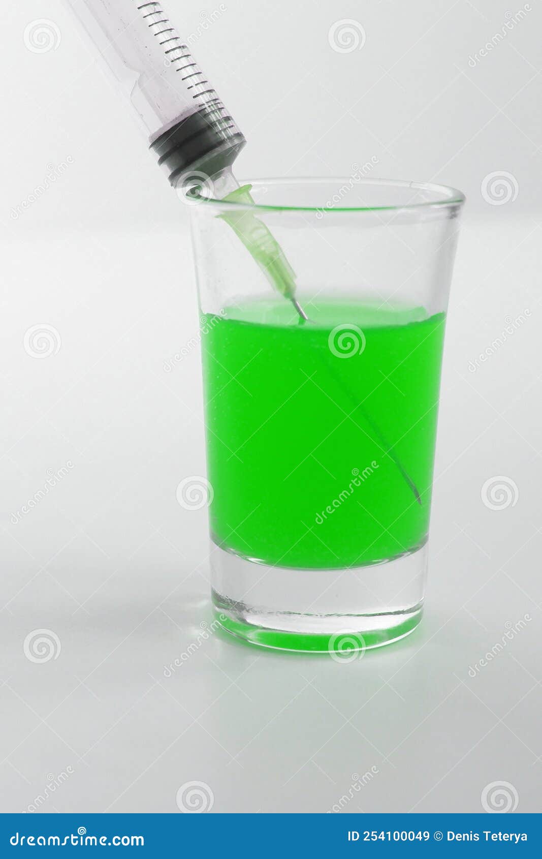 Green Injection. Syringe on a White Background. Stock Image - Image of ...