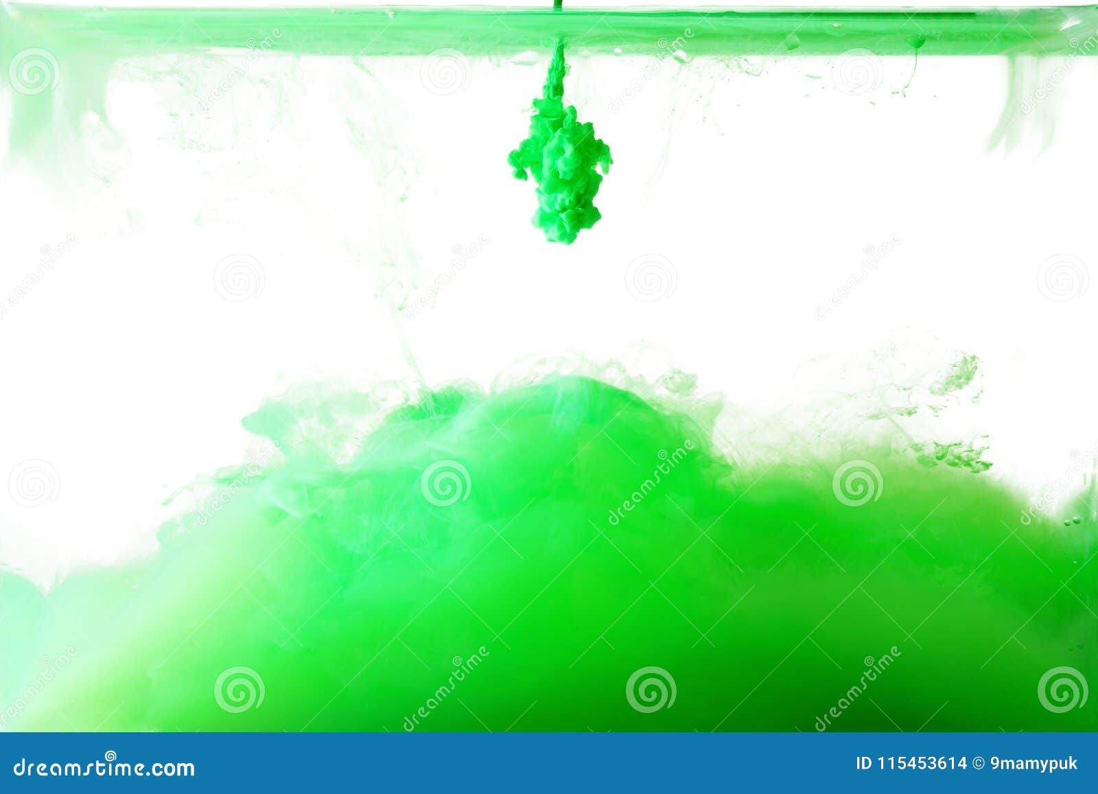 Green Ink Drop Splash Diffuse on White Background. Stock Photo - Image ...