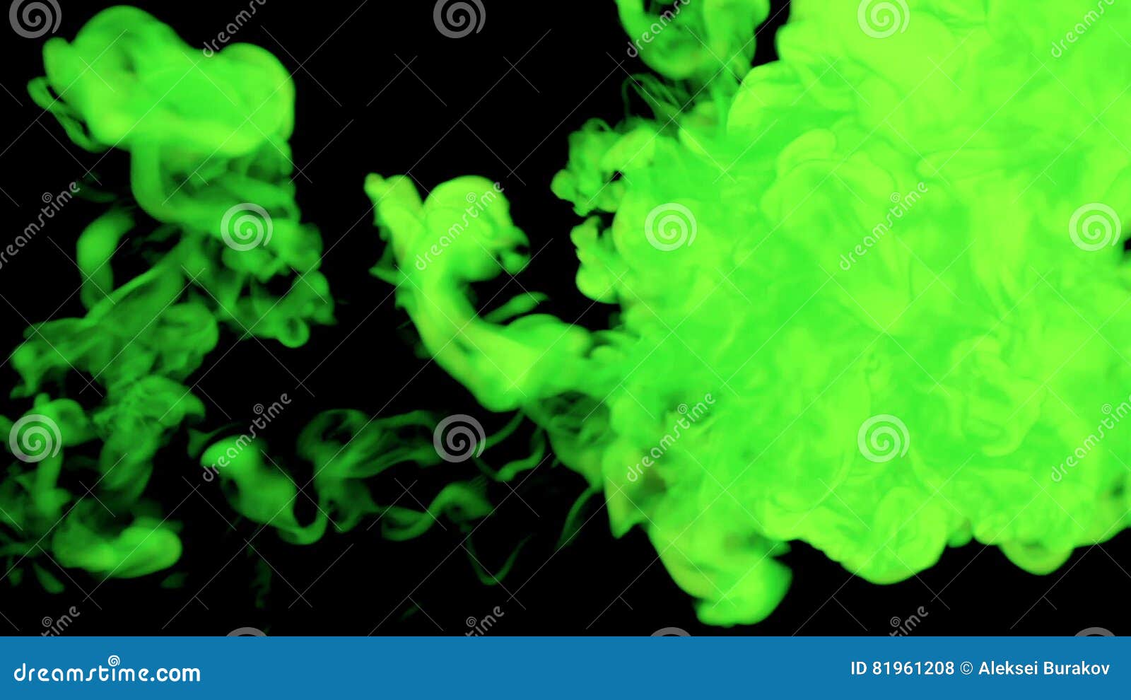 Green Ink Drop in Water on a Black Background for Effects. 3d Render ...