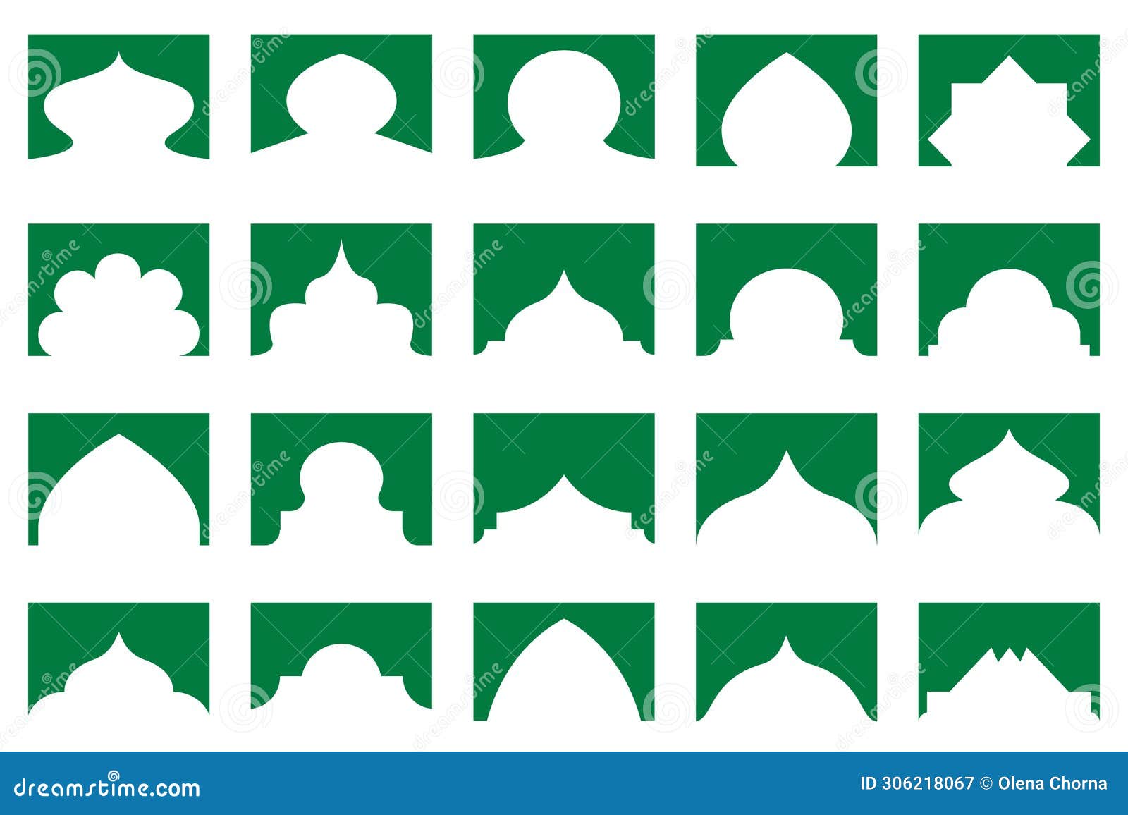 Green Islamic Border Shape for Website Design. Vector Banner Header and ...