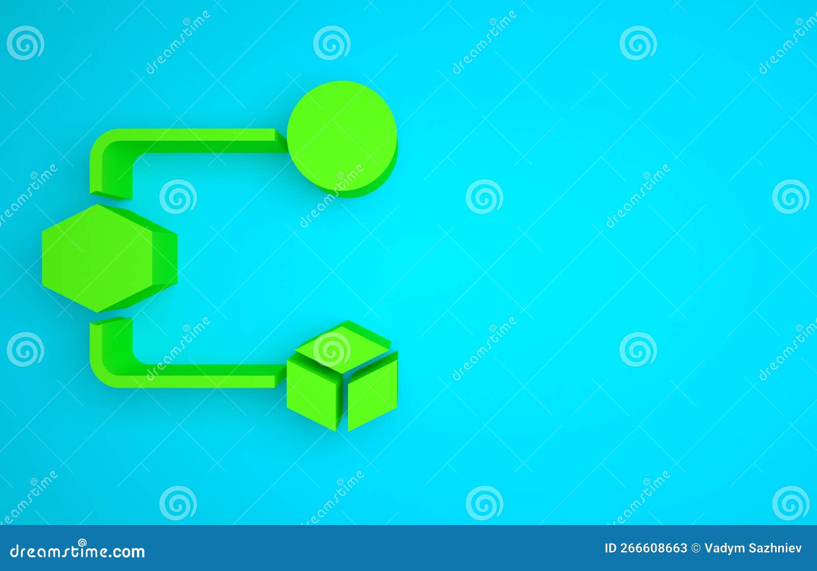 Green Isometric Cube Icon Isolated on Blue Background. Geometric Cubes ...