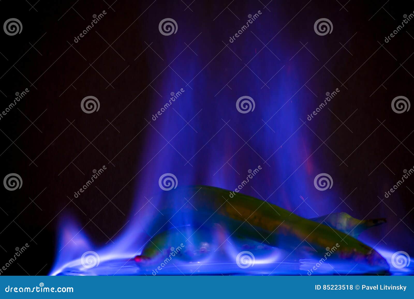 Green Jalapeno in Blue Fire Stock Photo - Image of charred, burning ...
