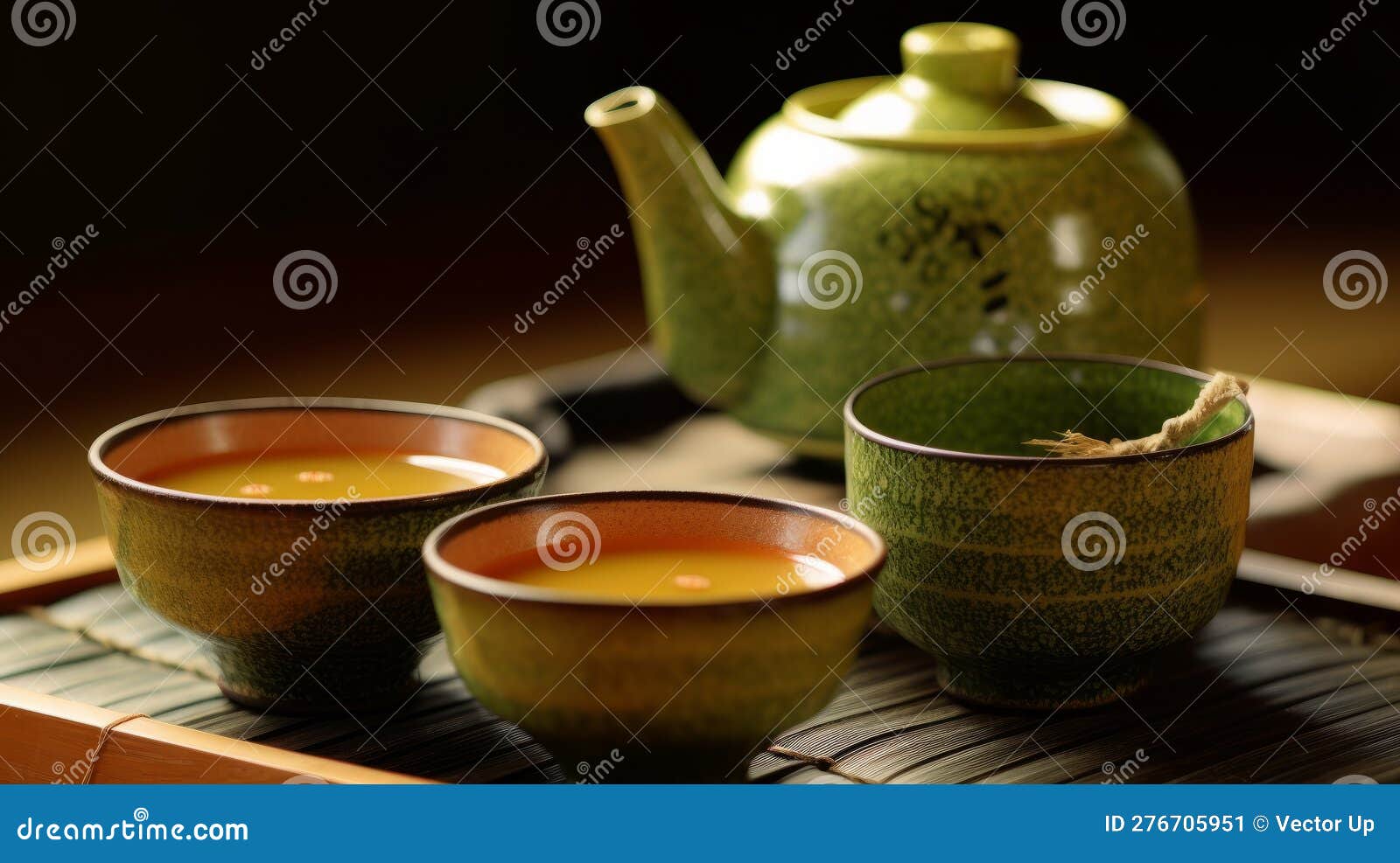 Green Japanese Tea on Stone Table. Japanese Tea Stock Image - Image of ...